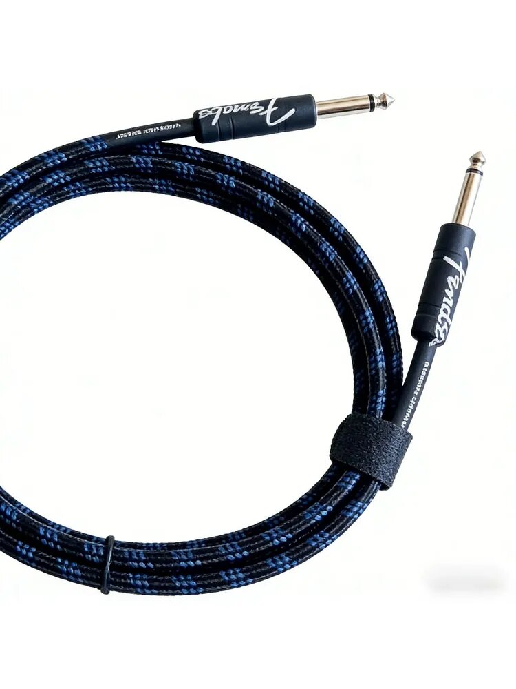 Премиум гитарный кабель синий 3 метра 6.3 jack Fender Vintage Voltage, шнур для электрогитары, электроакустической, полуакустики, провод музыкальных инструментов.