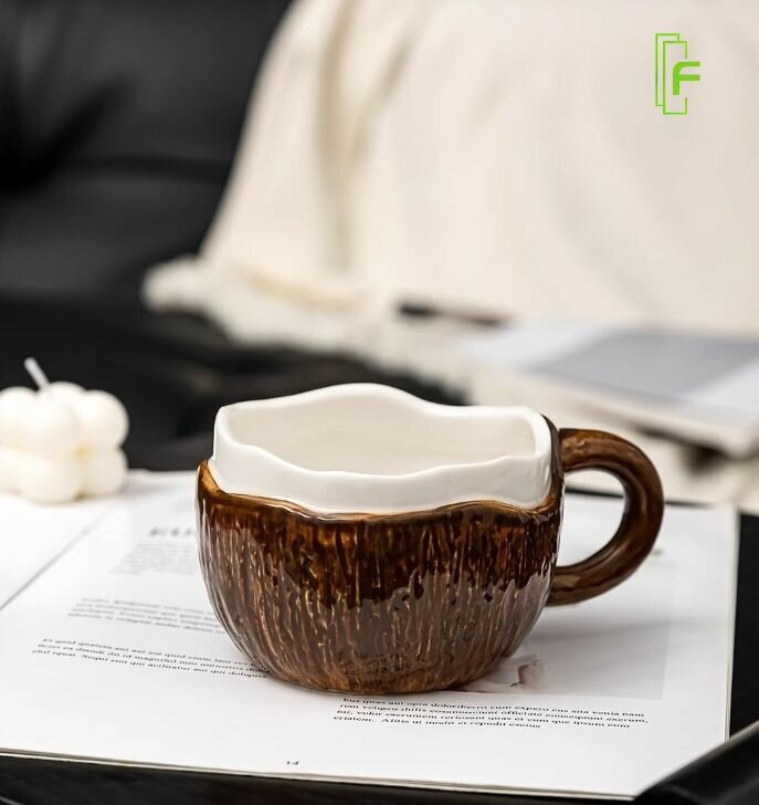 Кофейная чашка "Кокос", керамика, 250мл, можно мыть в посудомойке