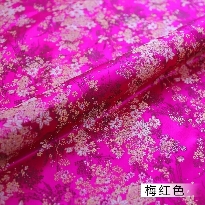 Парчовая ткань Дамасский шелк цветочная 250*75 см Розовый, 150x75cm, plum red