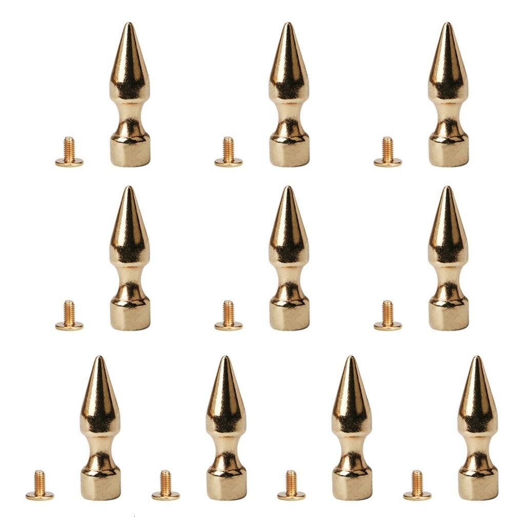 Готические шипы из сплава, 10 шт, Светло - золотой - 23 толстых башни 10x35