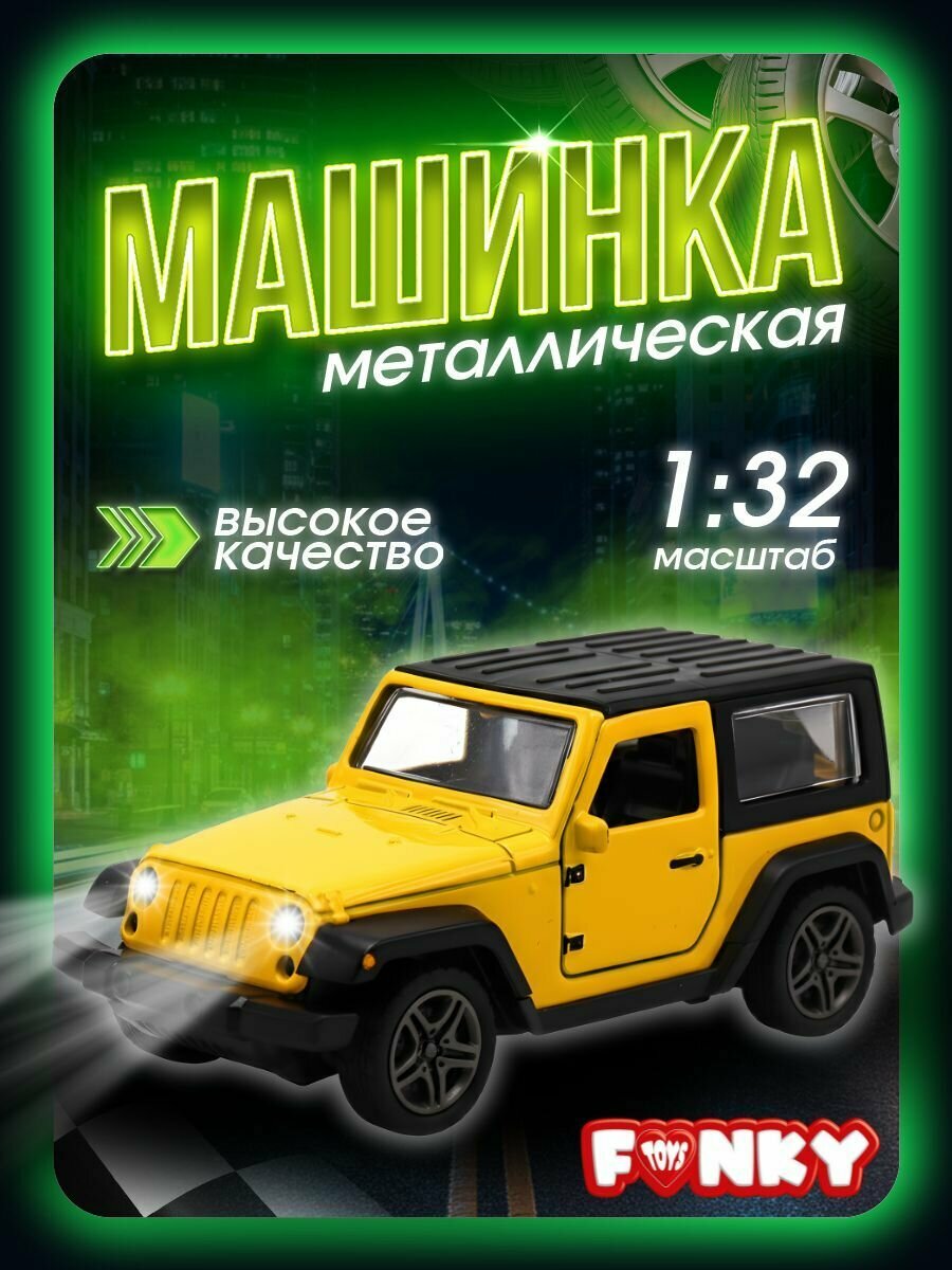 Машинка металлическая инерционная 12 см жёлтая Jeep