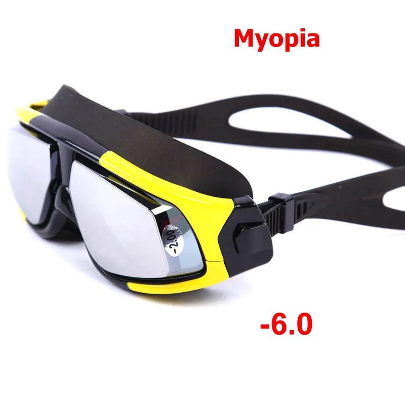 Очки для плавания WHALE, близорукость -6.0, Yellow-600