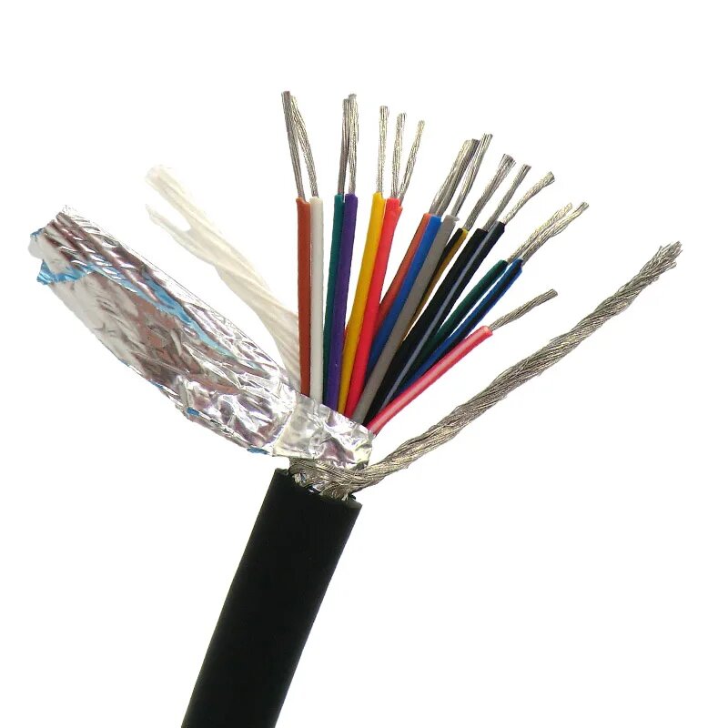 Многожильный медный провод 16 core, 0.2mm2(24AWG), экранированный