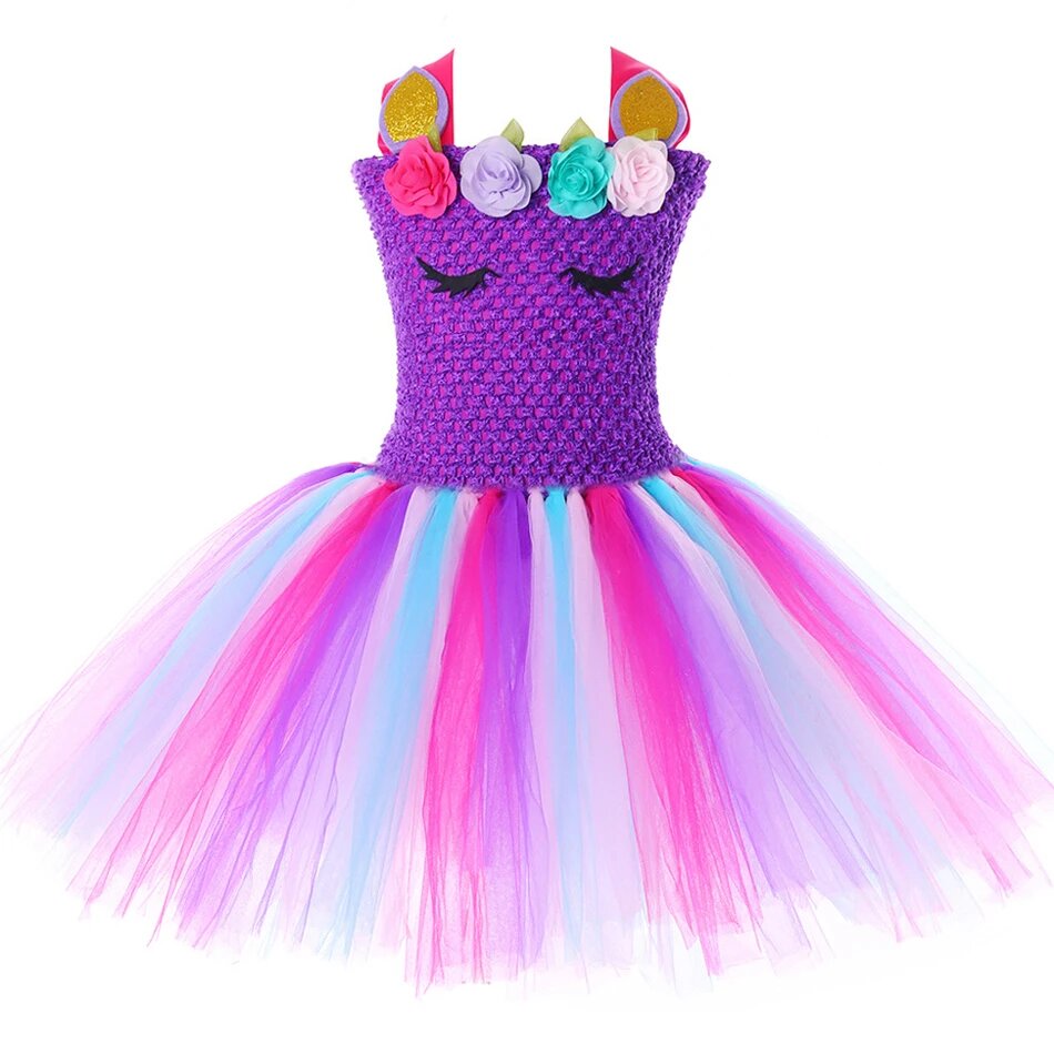 Платье принцессы с единорогом для девочек, блестящая детская мультяшная одежда со светодиодными светящимися крыльями, повязка на голову, костюм для сцены, Хэллоуина
