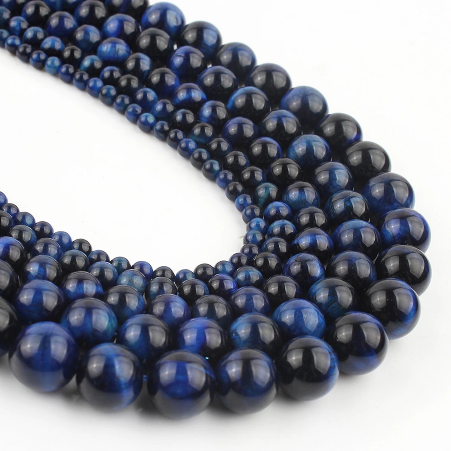 Бусины из натурального камня NPCXSZ, синие, 4/6/8/10/12 мм Темно-синий, 4mm about 91pcs, tiger eye