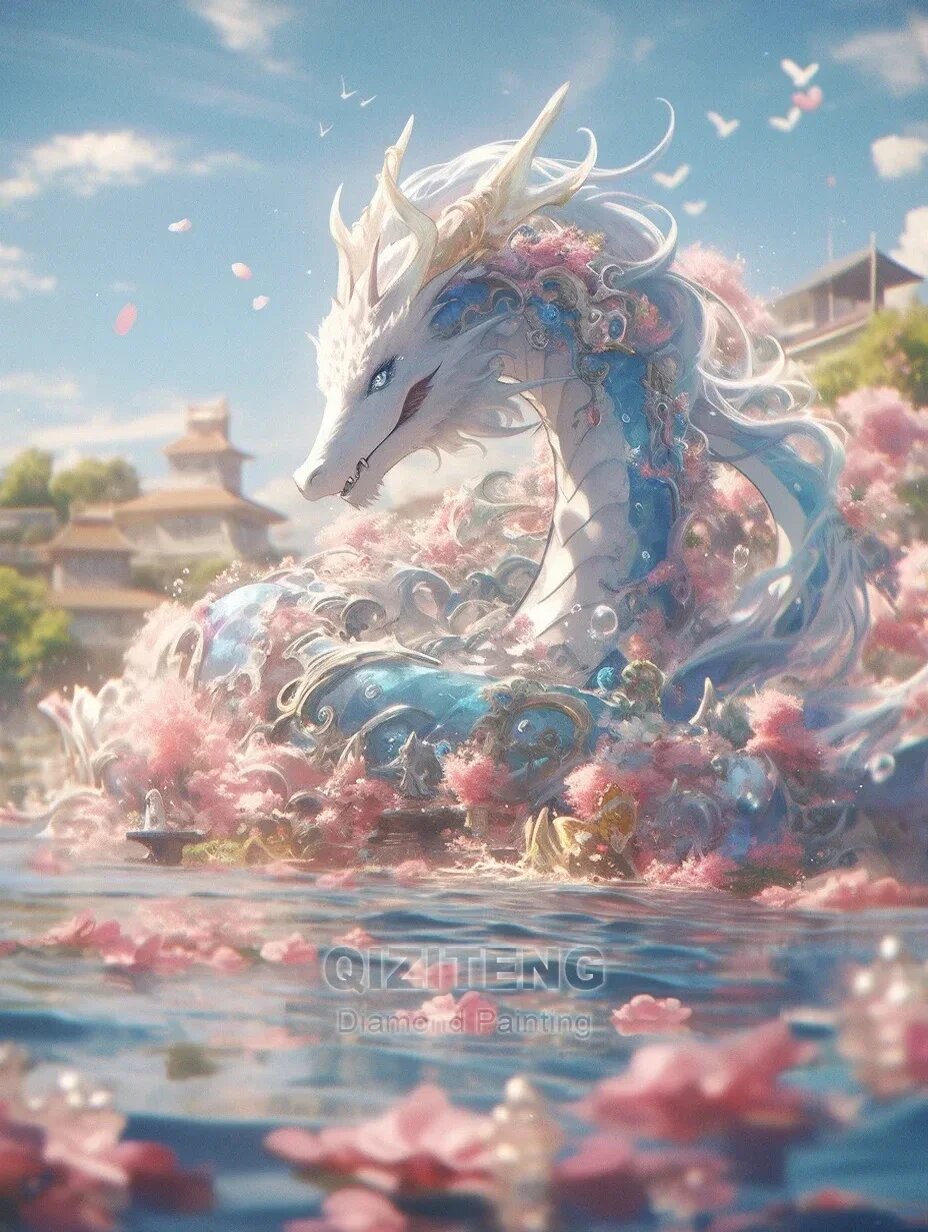 Алмазная живопись QIZITENG Китайский дракон 20x30cm AB Round, XP-3719