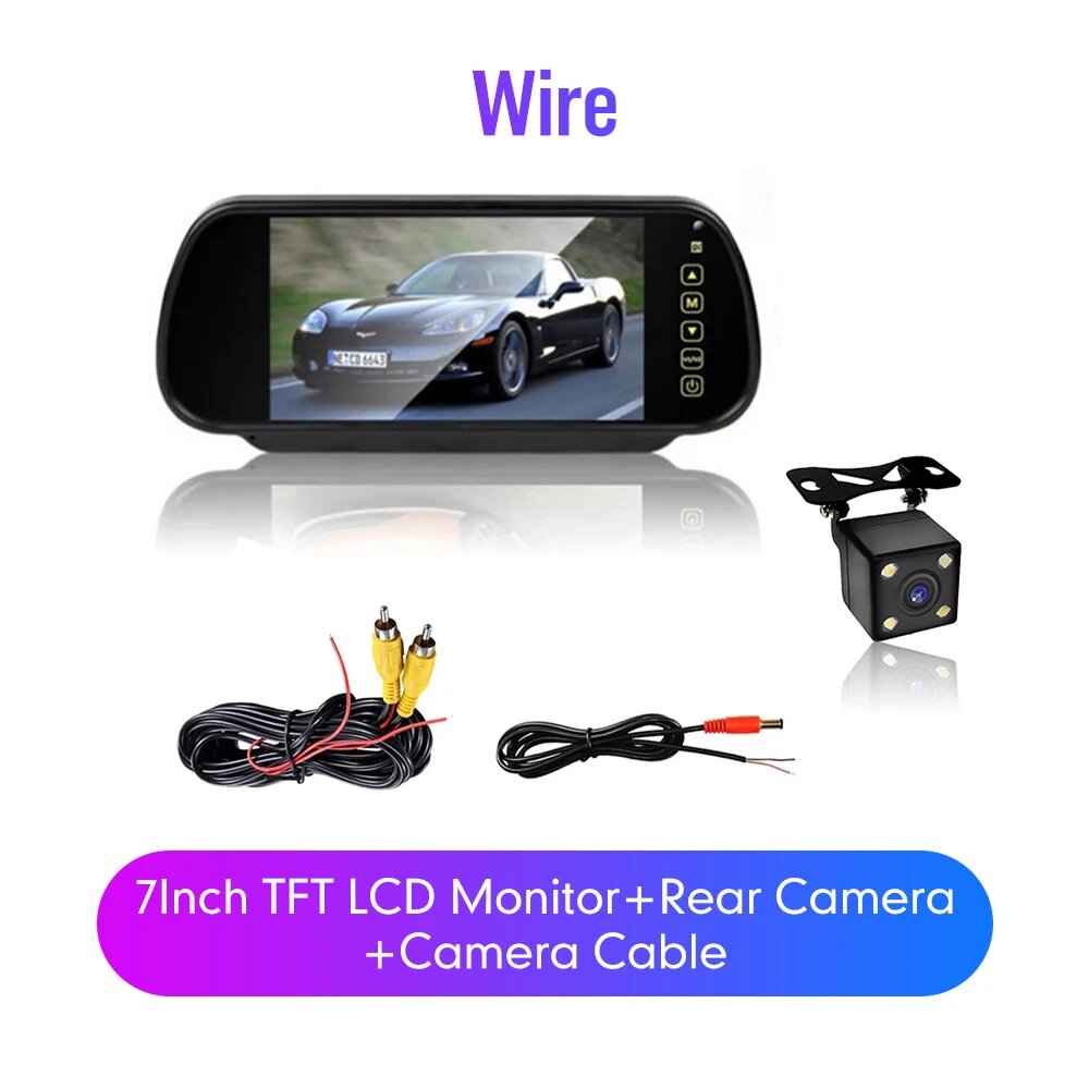 7-дюймовый TFT ЖК-экран, автомобильный монитор заднего вида, дисплей для камеры заднего вида, резервная камера заднего вида, автомобильный Стайлинг, беспроводной автомобильный тв-дисплей, RCA-порт Monitor and Cam