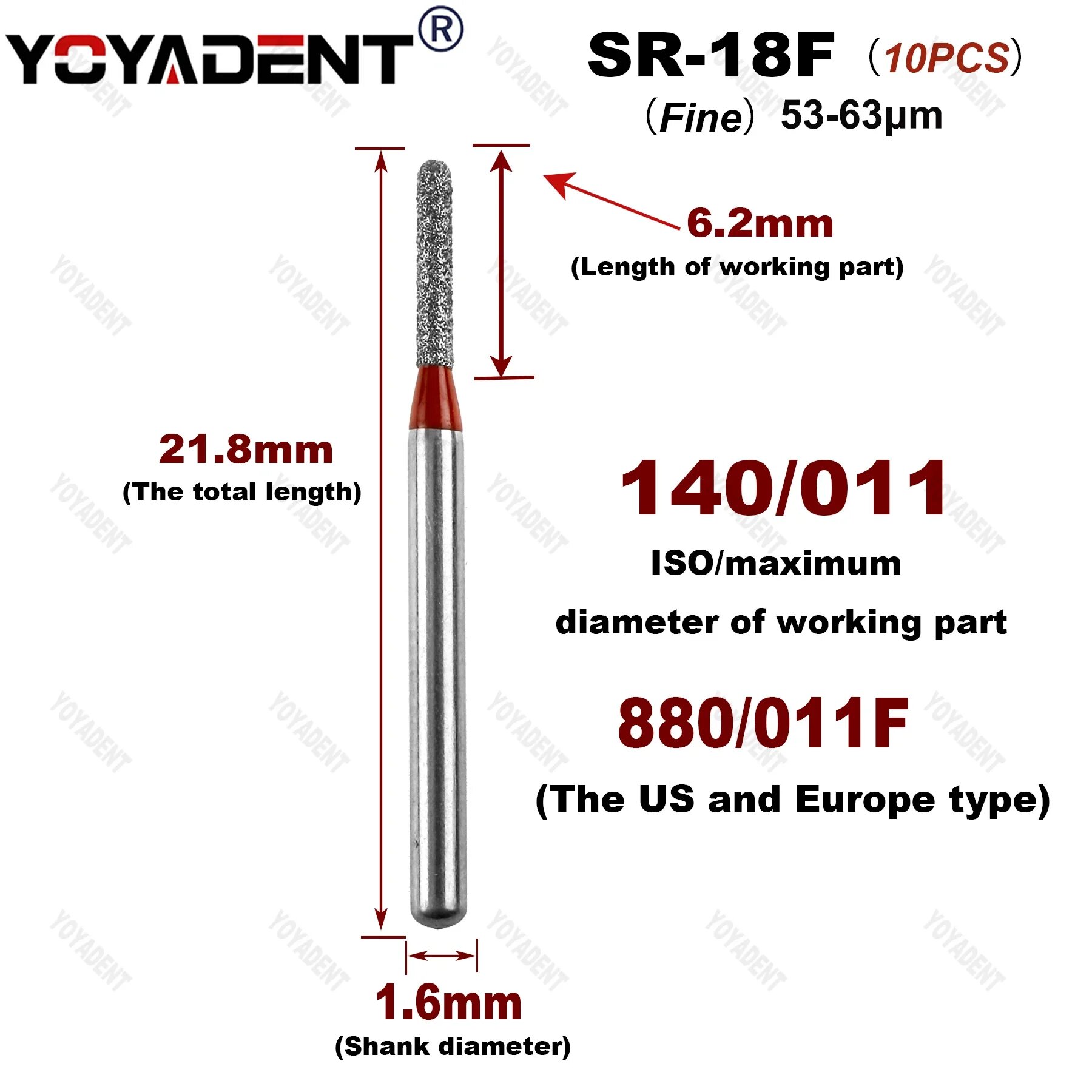 Алмазные боры YOYADENT SR-18F (Fine) 10шт