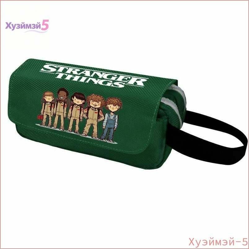 Двойной холщовый пенал "Очень странные дела" японский стиль, водонепроницаемый, большой размер для школы