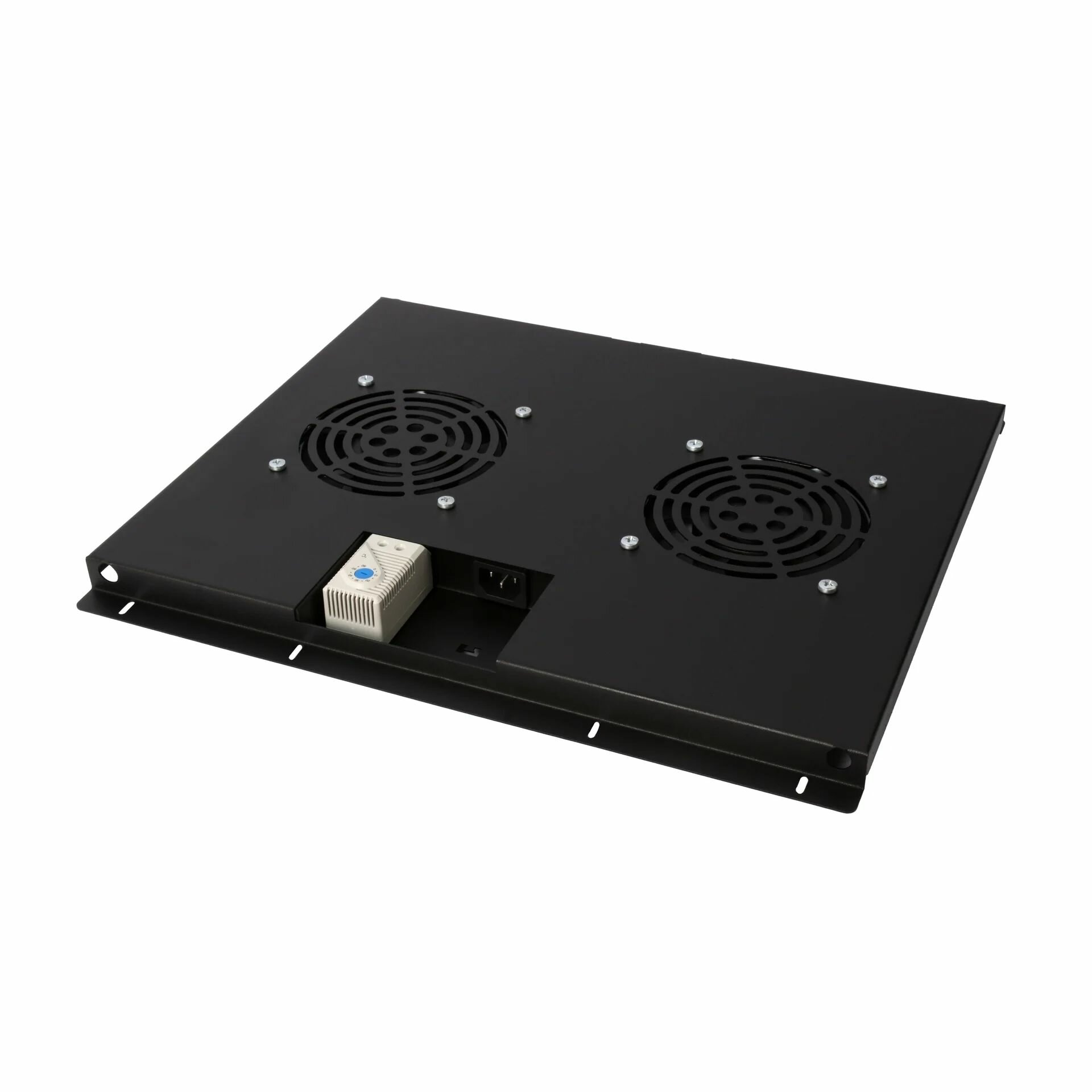 Блок вентиляторов для шкафов TFC глубиной 600мм, 2 вентилятора с терморегулятором, черный