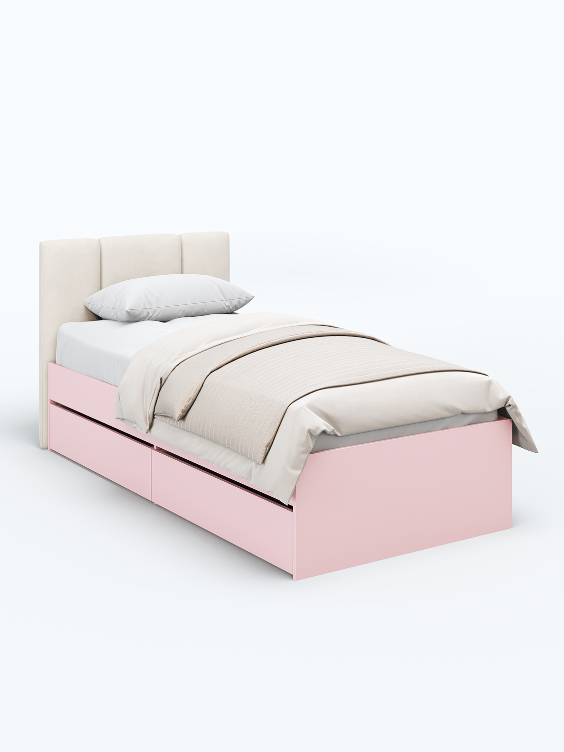 Есэндвич Алесса Кровать односпальная 90х190 (Розовый кварц/Велюр Ultra Cream) 96х203х92 см