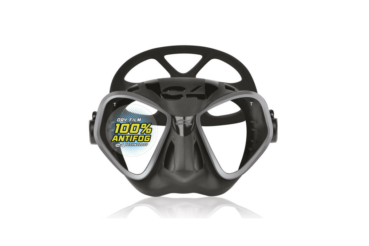 Маска для фридайвинга, дайвинга, подводной охоты и сноркглинга C4 CONDOR ANTIFOG BLACK