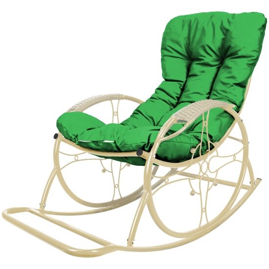 Кресло-качалка M-group Овал люкс бежевое, зеленая подушка, шт