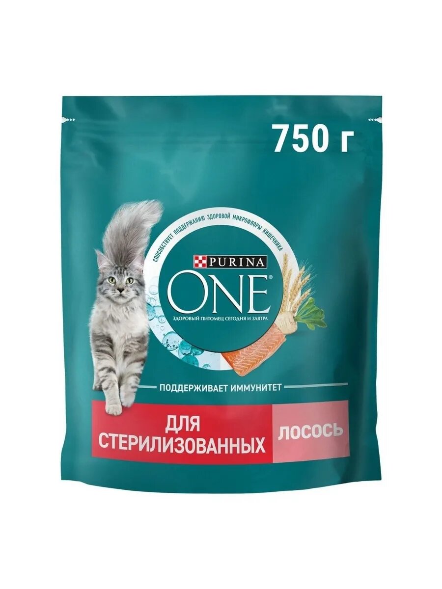 Сухой корм Purina One c лососем для стерилизованных кошек 75