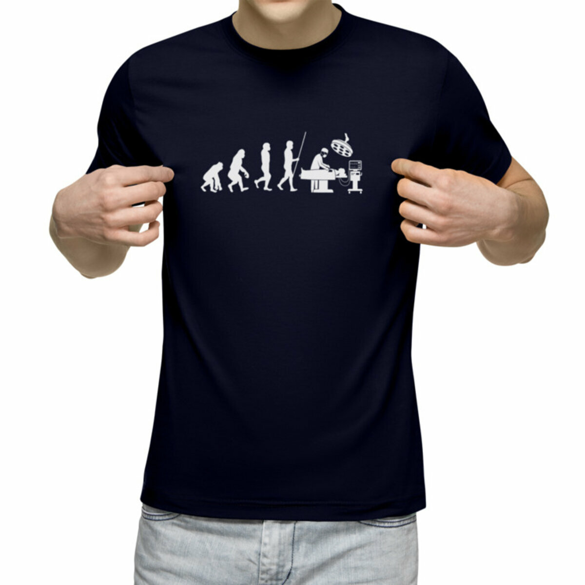Мужская футболка «Эволюция хирург врач медицинская скорая помощь» (темно-синий, XL)