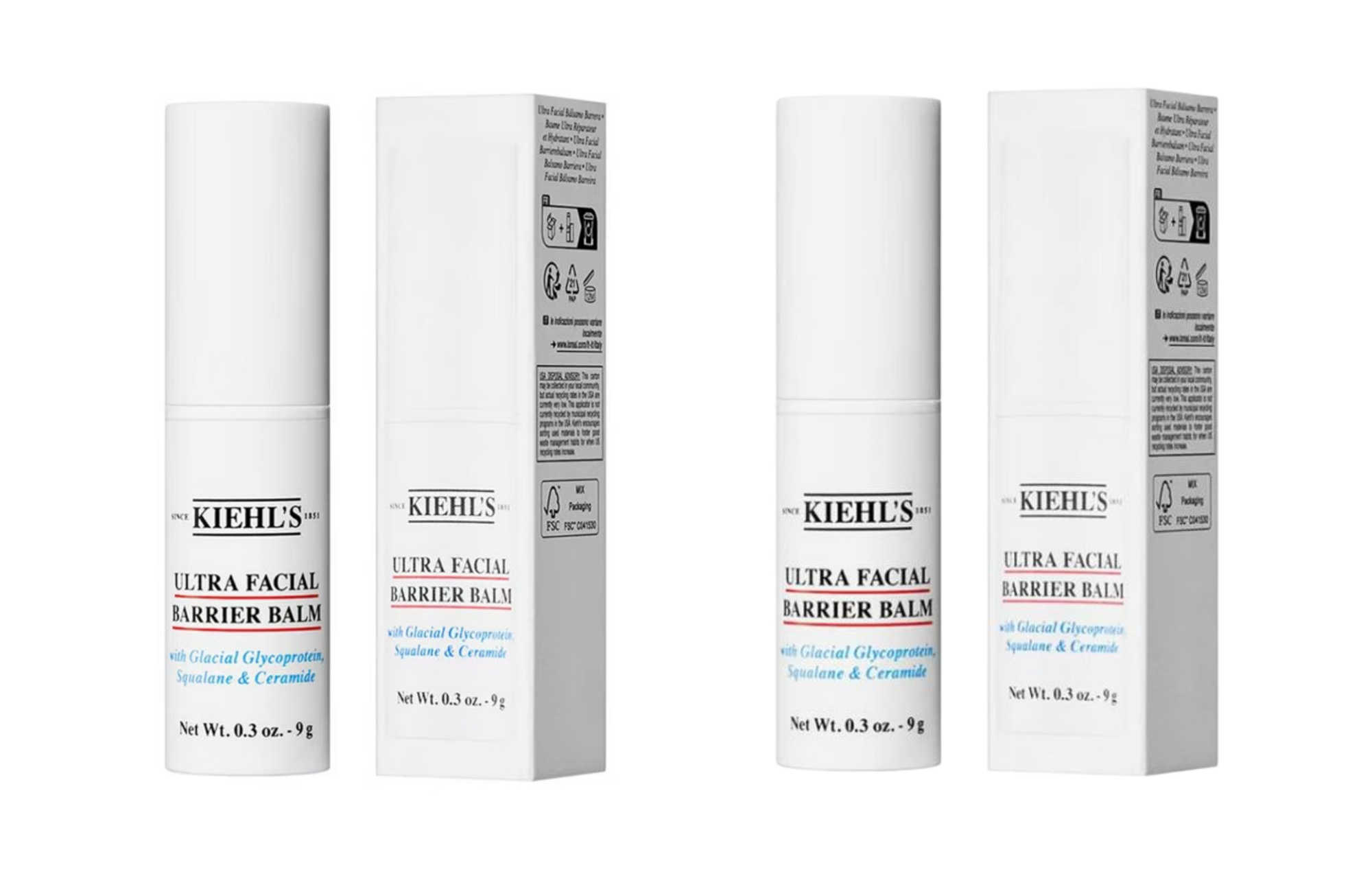 Палочка для лица унисекс Kiehl's Ultra Facial Barrier Balm, 9g*2