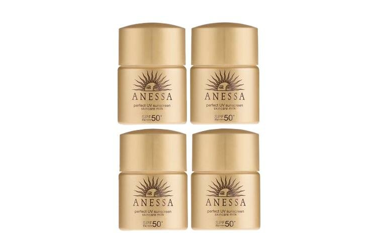 Увлажняющий солнцезащитный крем-пробник женский ANESSA 5724473, золотая бутылочка, 12ml*4