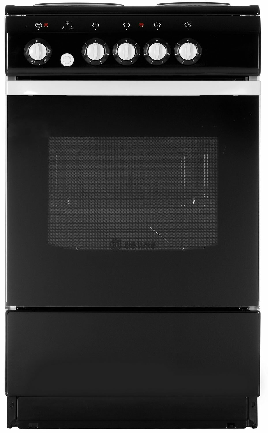 Электроплита De luxe 5004.12 э (без щитка и крышки) 50 см, 4 конфорки, черный