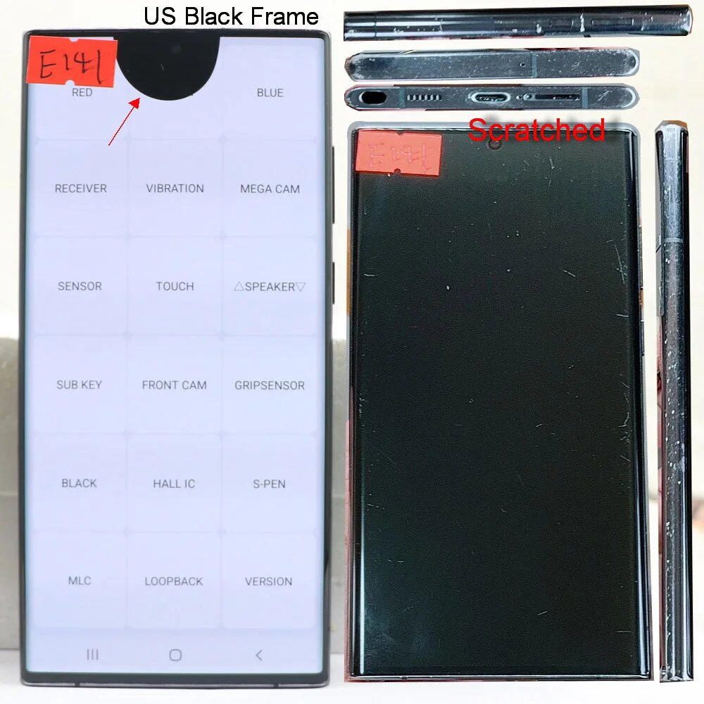 Для Samsung Galaxy S22 Ultra 5G S908 ЖК-дисплей с цифровым преобразователем сенсорного экрана с рамкой для S22Ultra S908B AMOLED ЖК-экран в сборе