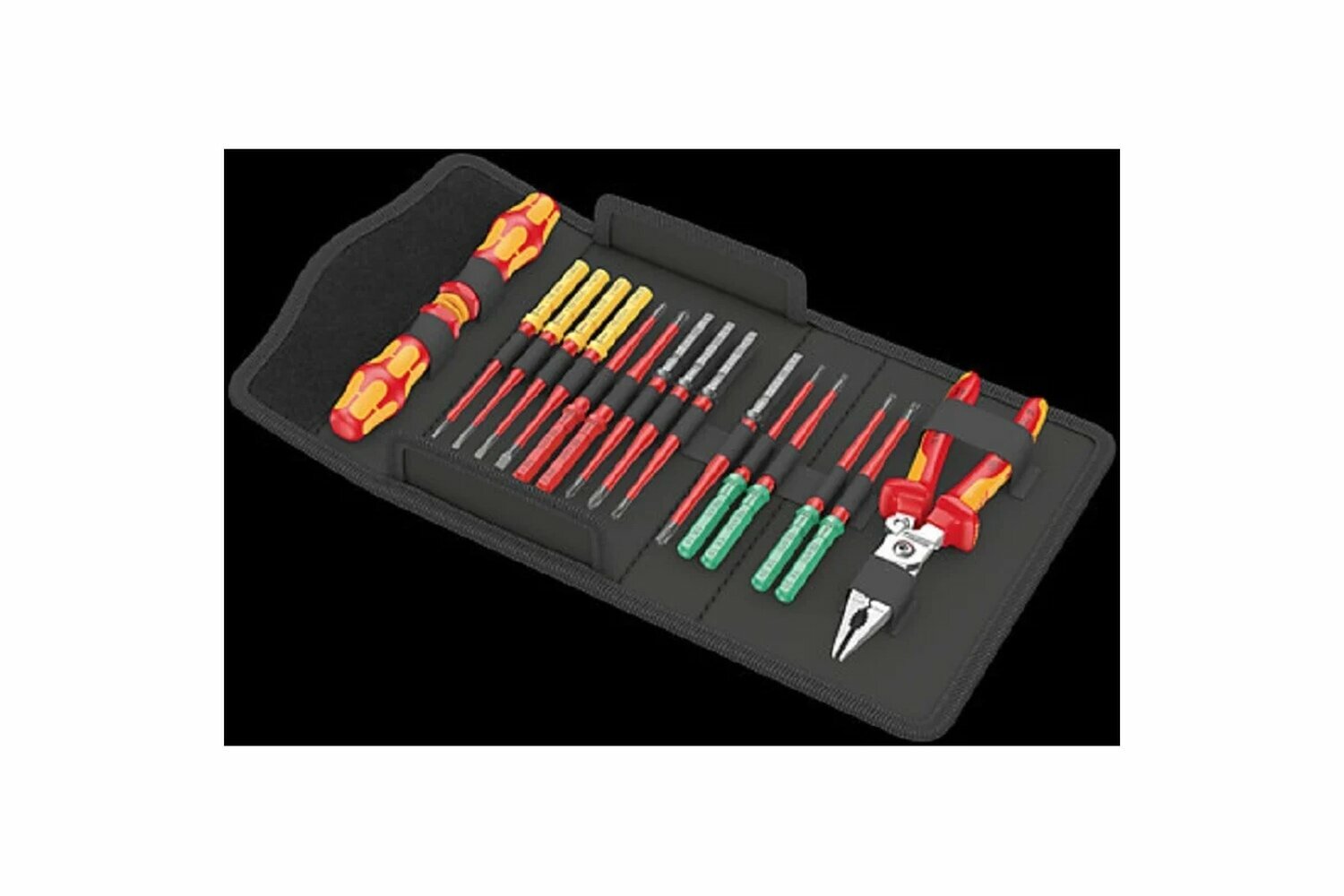 Набор насадок с отвёрткой-битодержателем WERA WE-006612 + электромонтажные клещи,17 пр. Kraftform Kompakt VDE 17 extra slim 1 Tool Finder
