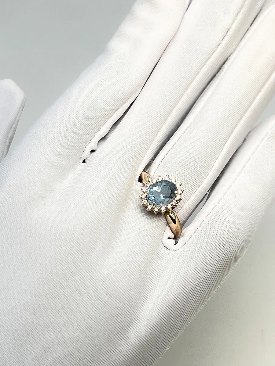 Кольцо, фианит, топаз