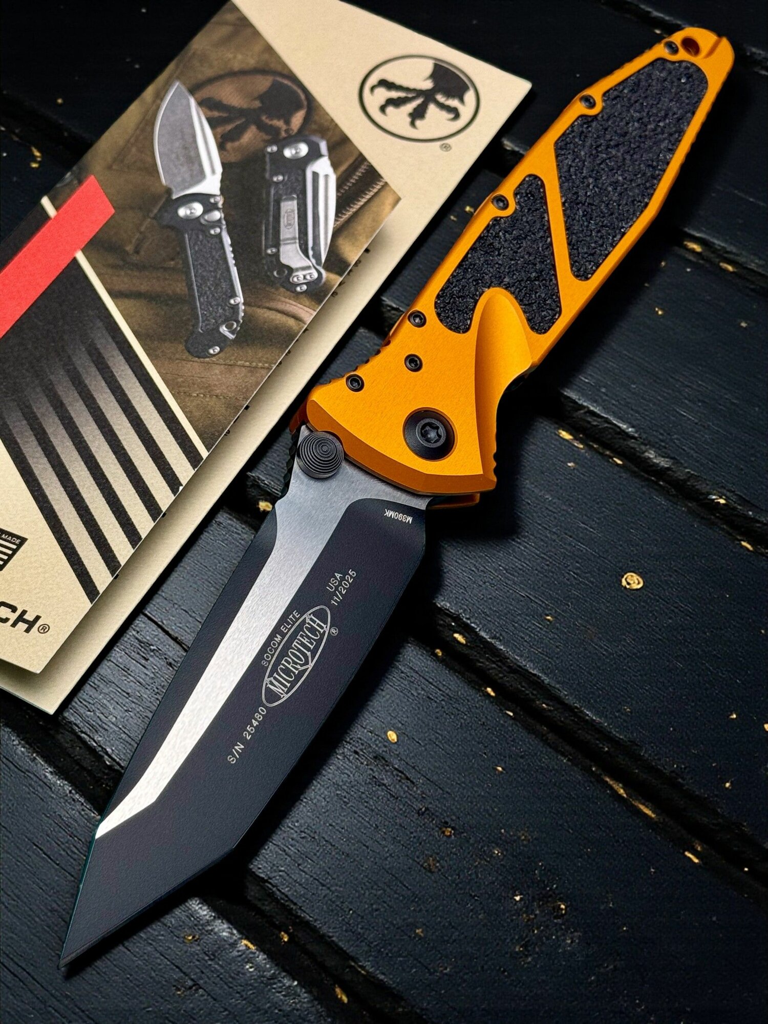 Нож складной MicroTech MCT1611OT Socom Elite, Black Blade, Orange Tangerine Handle