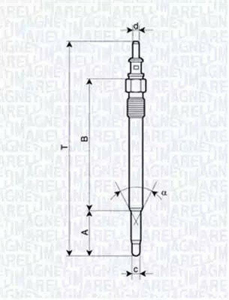Свеча накаливания M.MARELLI 62900012304 Mercedes Vito 2.2d 4, 99-9, 03