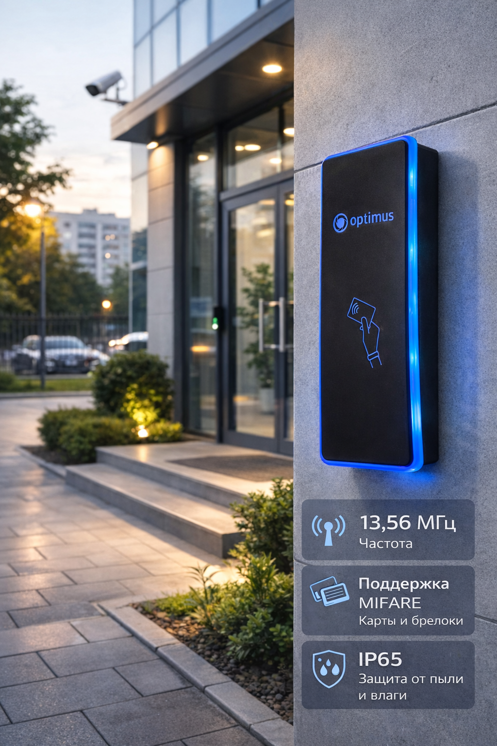 Считыватель карт, брелков, браслетов Optimus RM265 формат Mifare Wiegand 26/34