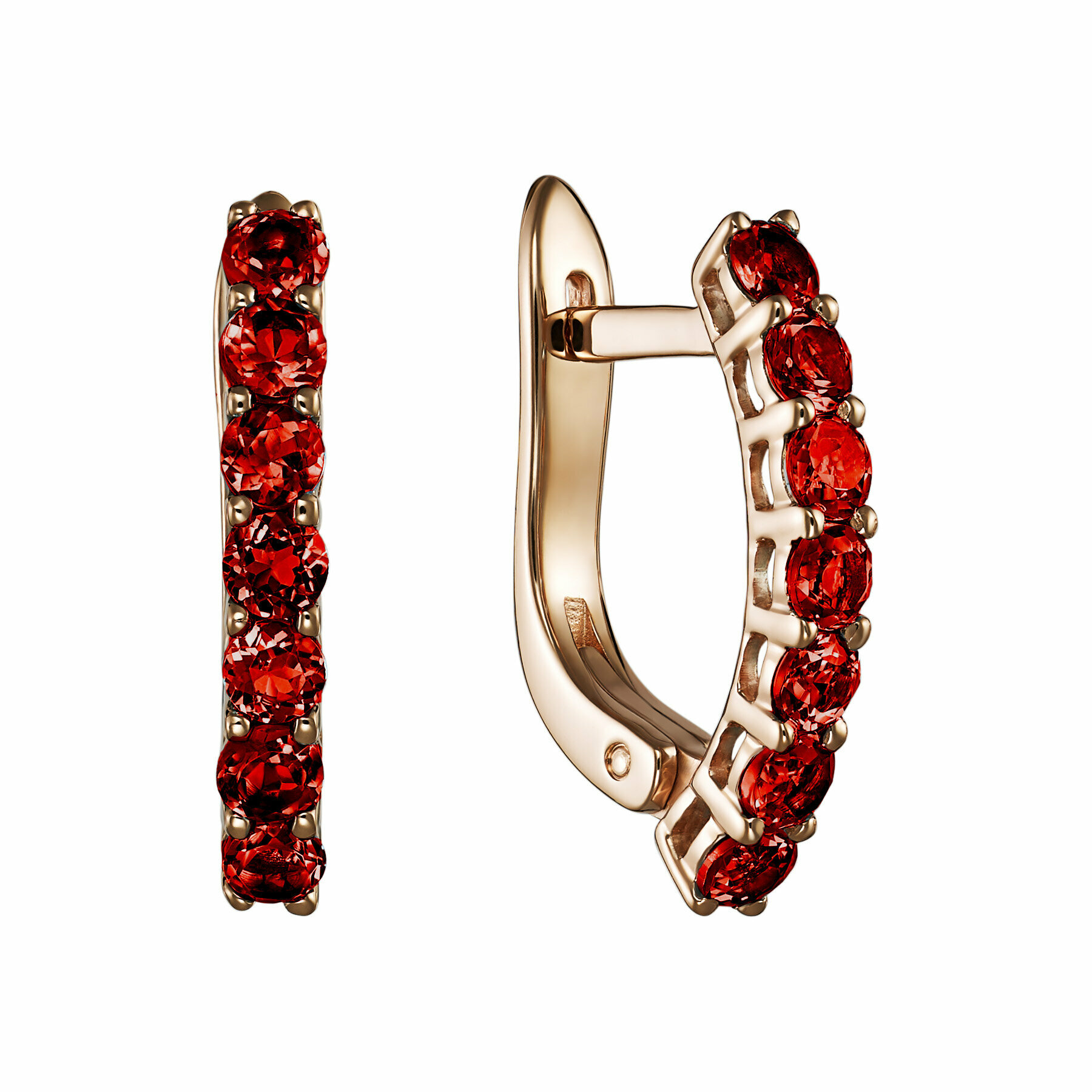 Серьги, красное золото, 585 проба, гранат