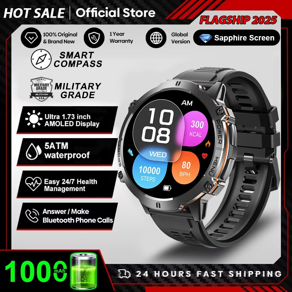 TANK X3 1000mAh battery GPS Smart Watch 10ATMIP69K Waterproof Watches Military AMOLED Call Fitness Sport Smartwatch 2025 New Men