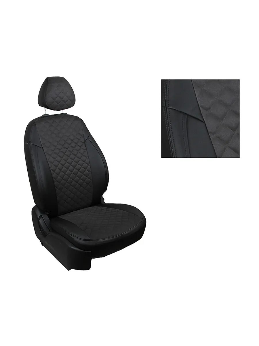 Чехлы на сиденья из экокожи и алькантары для Chevrolet Aveo