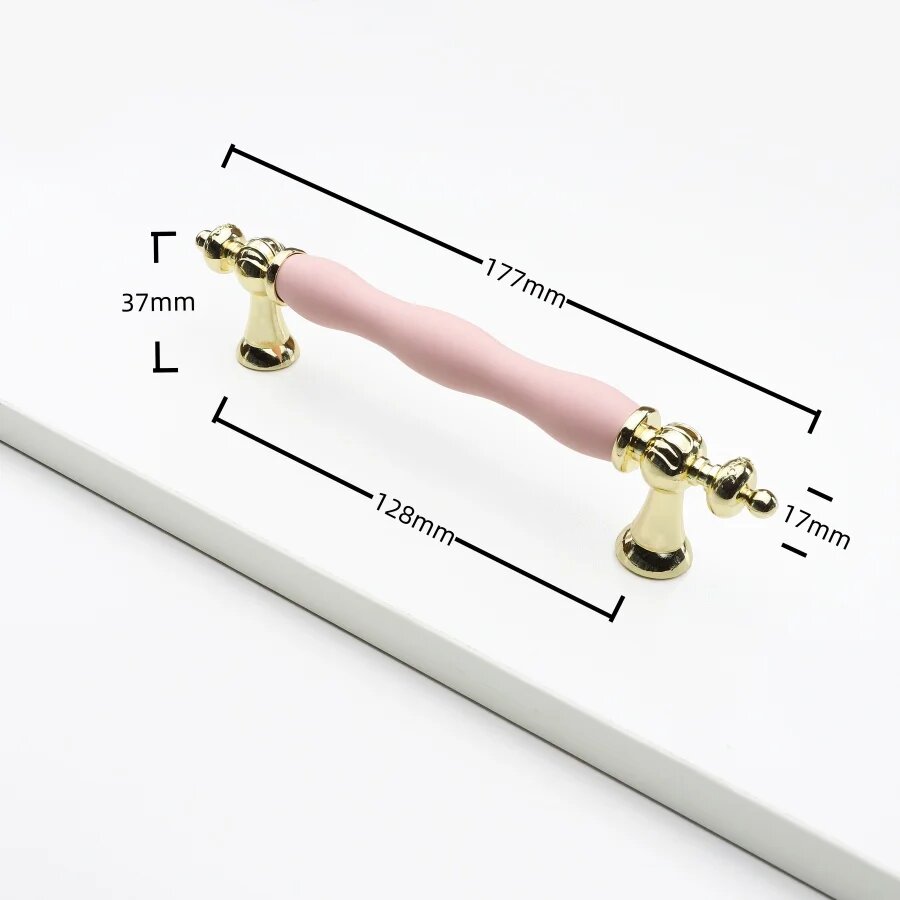 Ручка для шкафа керамическая Pink-C128mm, 177 мм