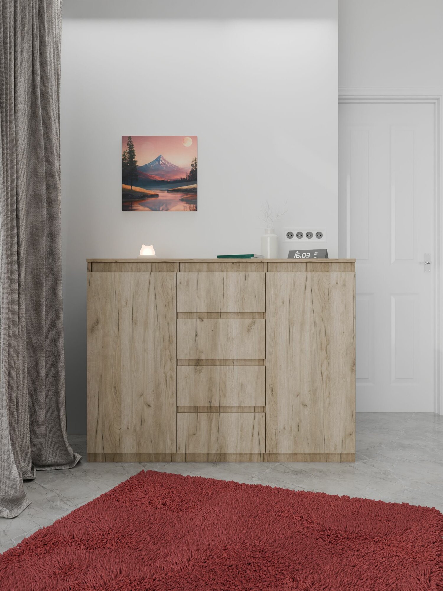 Комод для белья и одежды тоскана, 120х91х50.4 см, дуб крафт серый