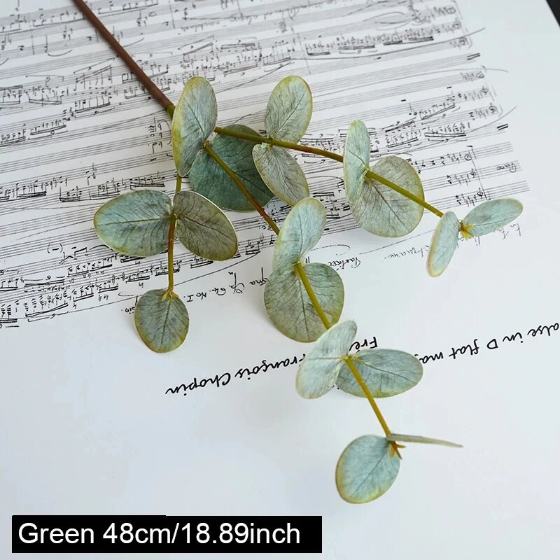 2023 New artificial Eucalyptus tree branch Round leaves Money leaf Retro plant Wedding Home Shop decoration fake flower foliage