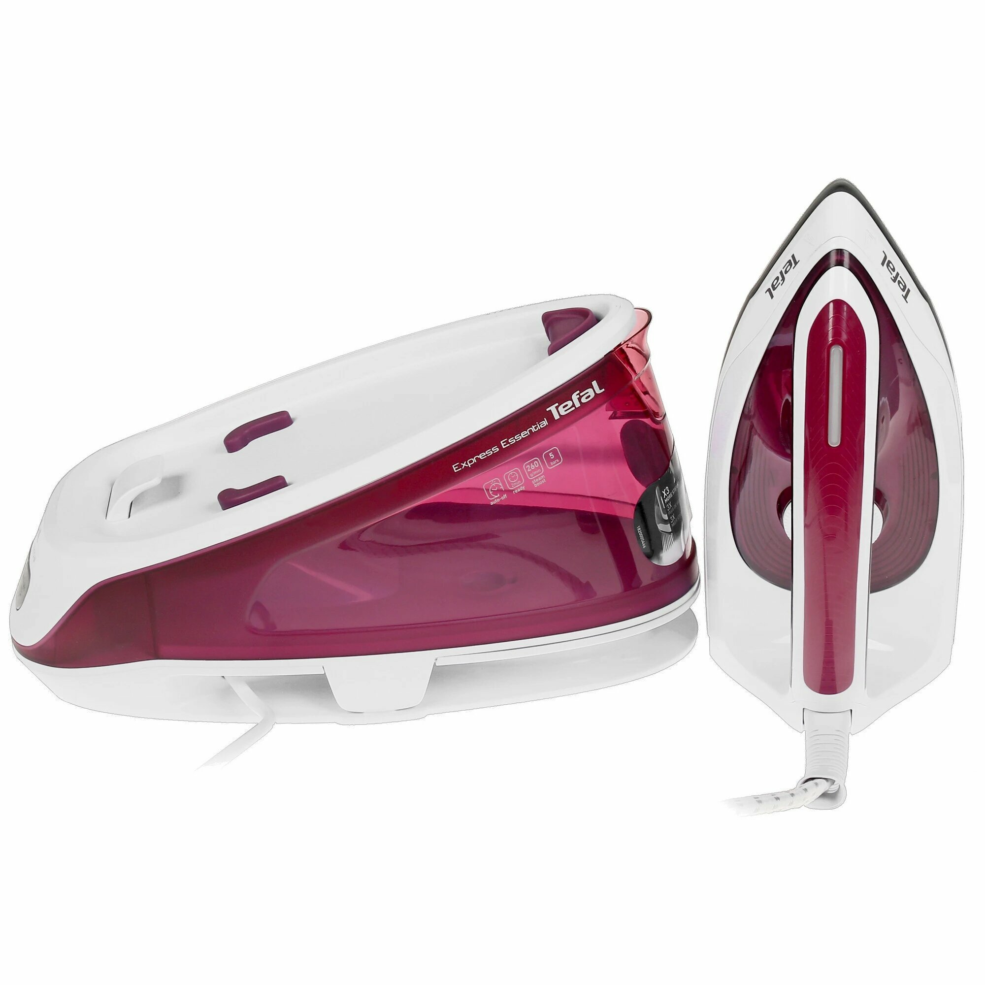 Парогенератор Tefal "Express Essential" SV6110E0, мощность 2200Вт, 5 бар, белый/бордовый