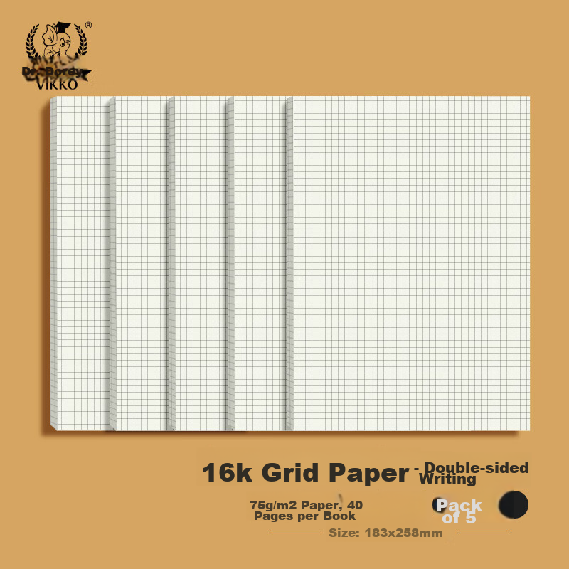 [Lowest Price Online] Duoli Doctor Grid Notebook, Thick Grid Paper, Large Grid Notebook for Drafting, Drawing, Calculation, Mind Mapping, B5 Notebook, 16K/40 Sheets, 5-Pack