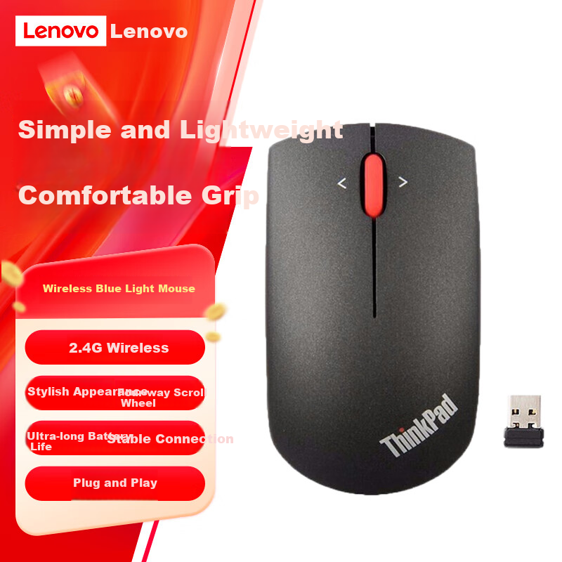 Lenovo ThinkPad Wireless Bluetooth Mouse Compact Portable Business Office Mouse 4Y51B21850 Graphite Black