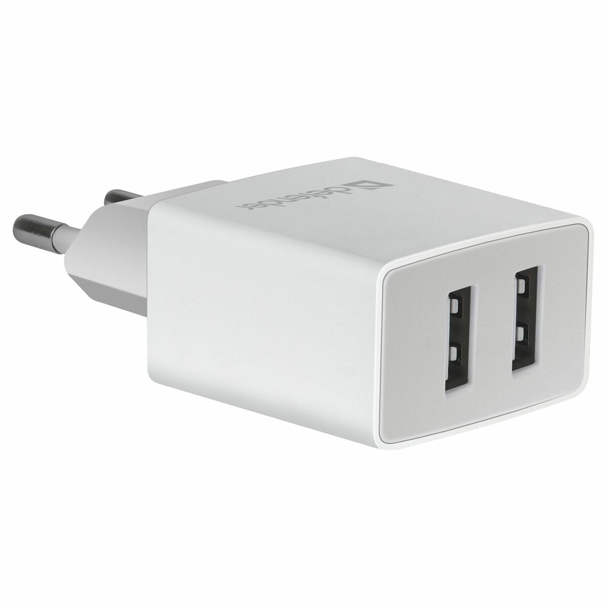 Сетевое зарядное устройство Defender UPA-22 белый, 2xUSB, 2.1А output, черный (83580), 50шт.