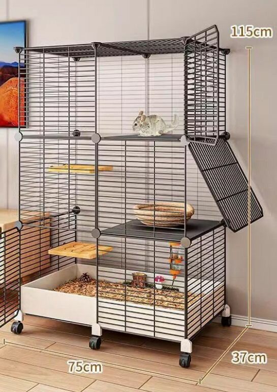 Клетка на колёсах для шиншилл, кроликов и белок. Размеры: 115 * 75 * 37 см.