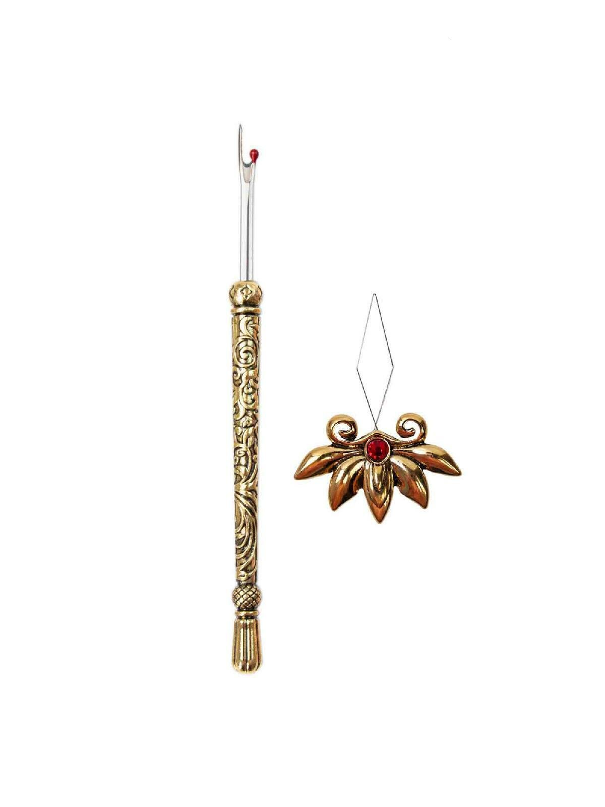 Набор штопор и нитковдеватель металлический винтажный, Золото