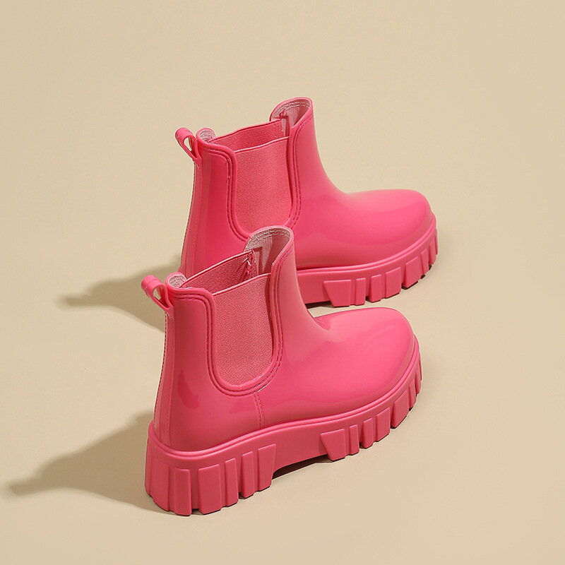 Женские резиновые туфли, резиновые сапоги челси до середины икры, эластичные резиновые сапоги, сапоги Мартин, нескользящие водонепроницаемые сапоги, резиновые сапоги, галошиРазмер обуви. EU:41