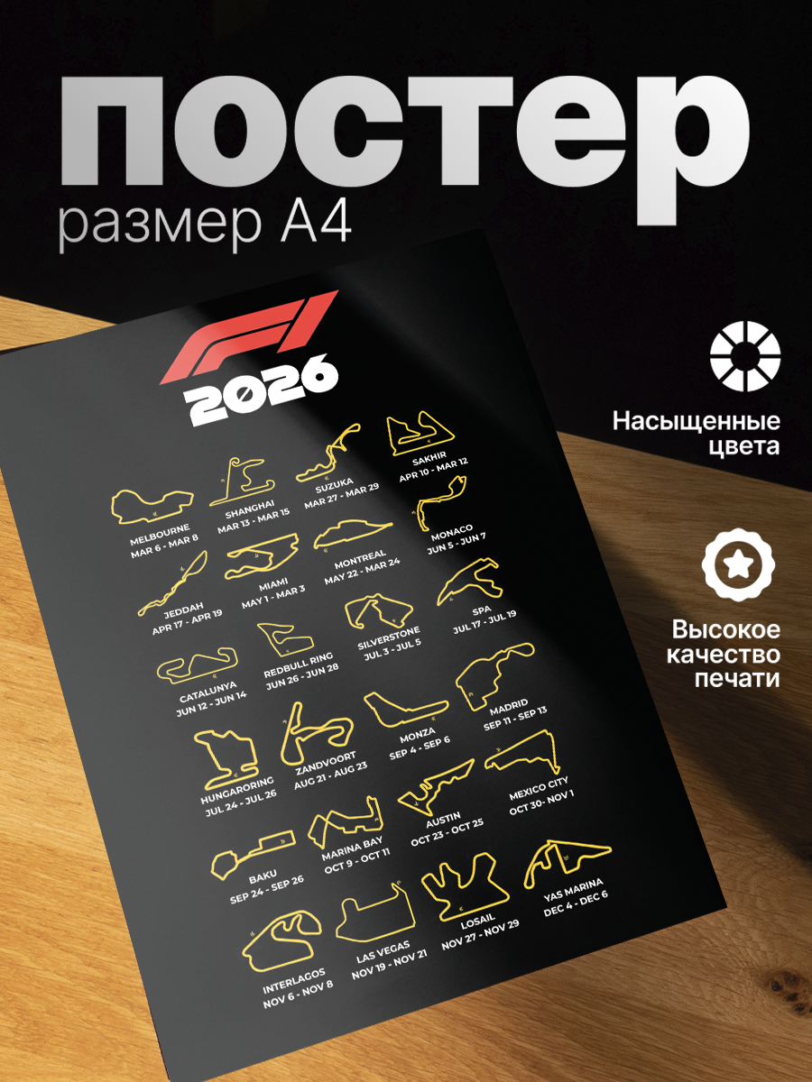 Постер ZEKEKS формула 1, на стену, без рамы, 29x21 см, цифровая печать