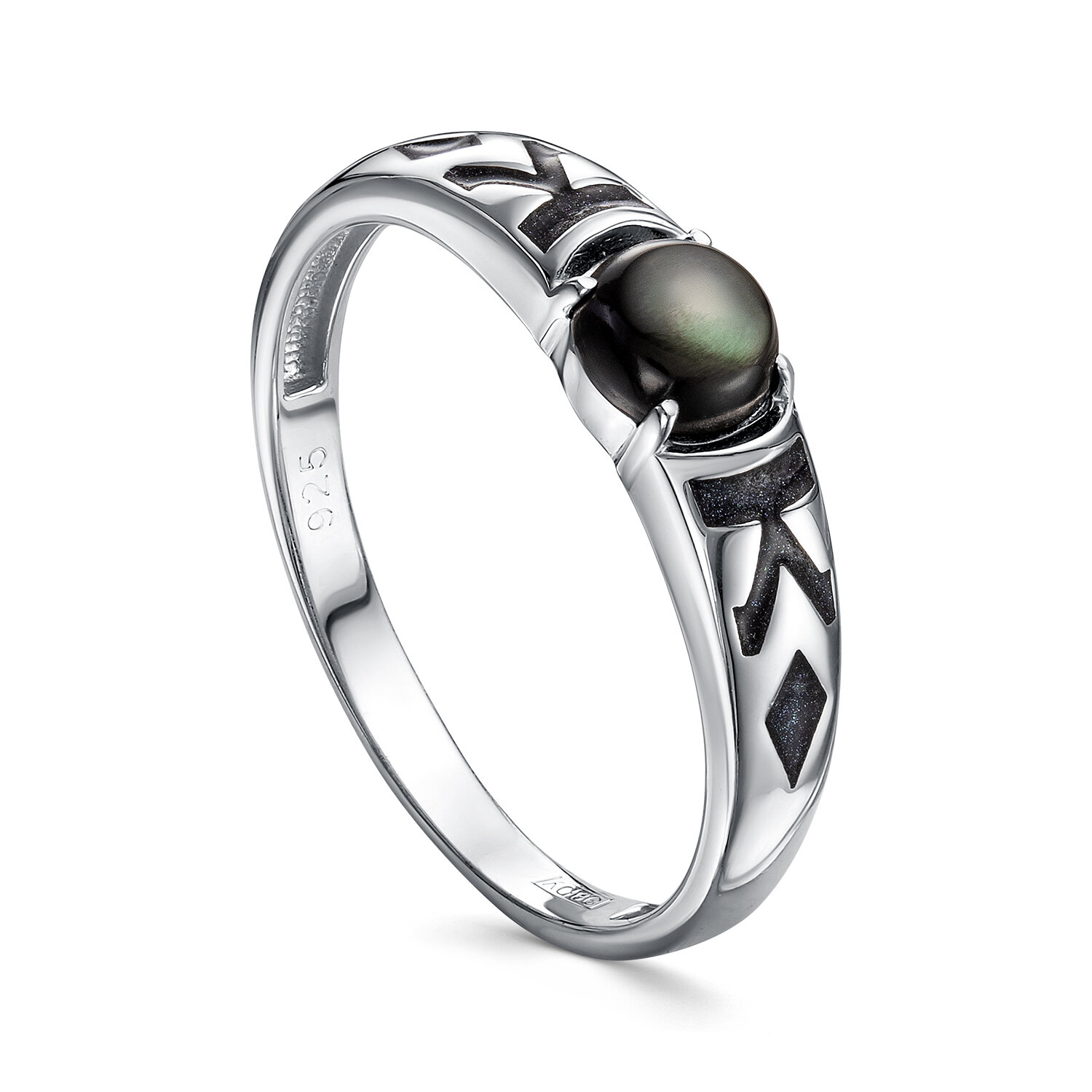 Кольцо, серебро, 925 проба, эмаль, перламутр