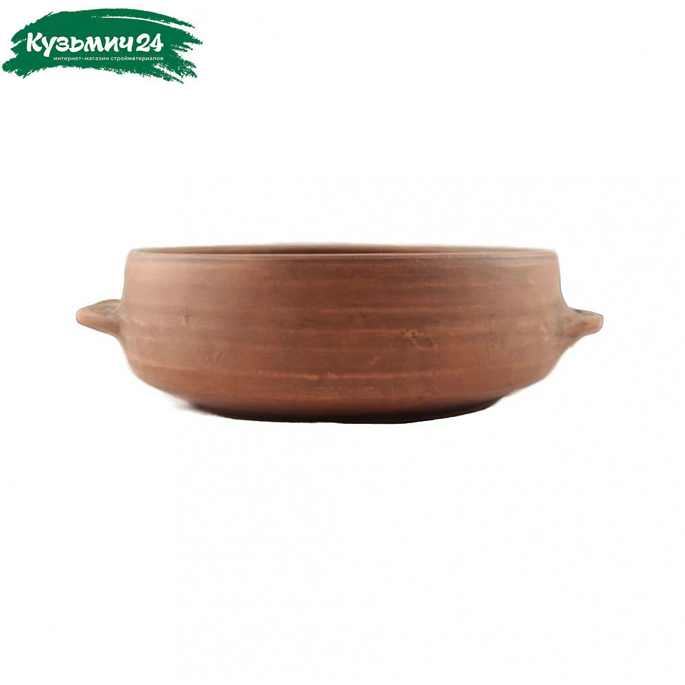 Сковорода №2 Р3802, диаметр 170 мм, объем 750 мл, красная глина, без глазури, без крышки