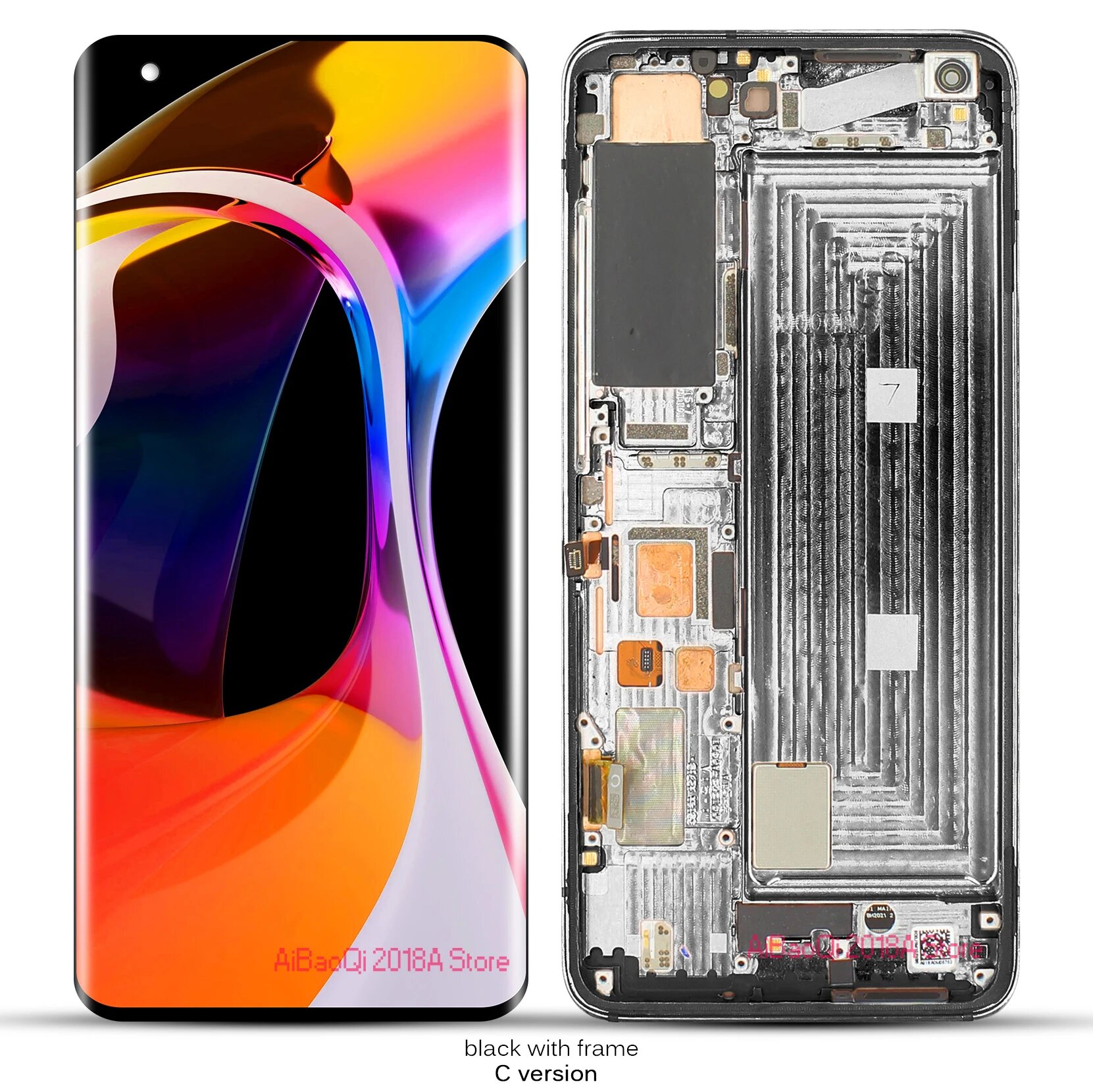 Для Xiaomi Mi 10 Экран ЖК-дисплея Для Mi 10 Ultra Запчасти для ремонта ЖК-дисплея black with frame C