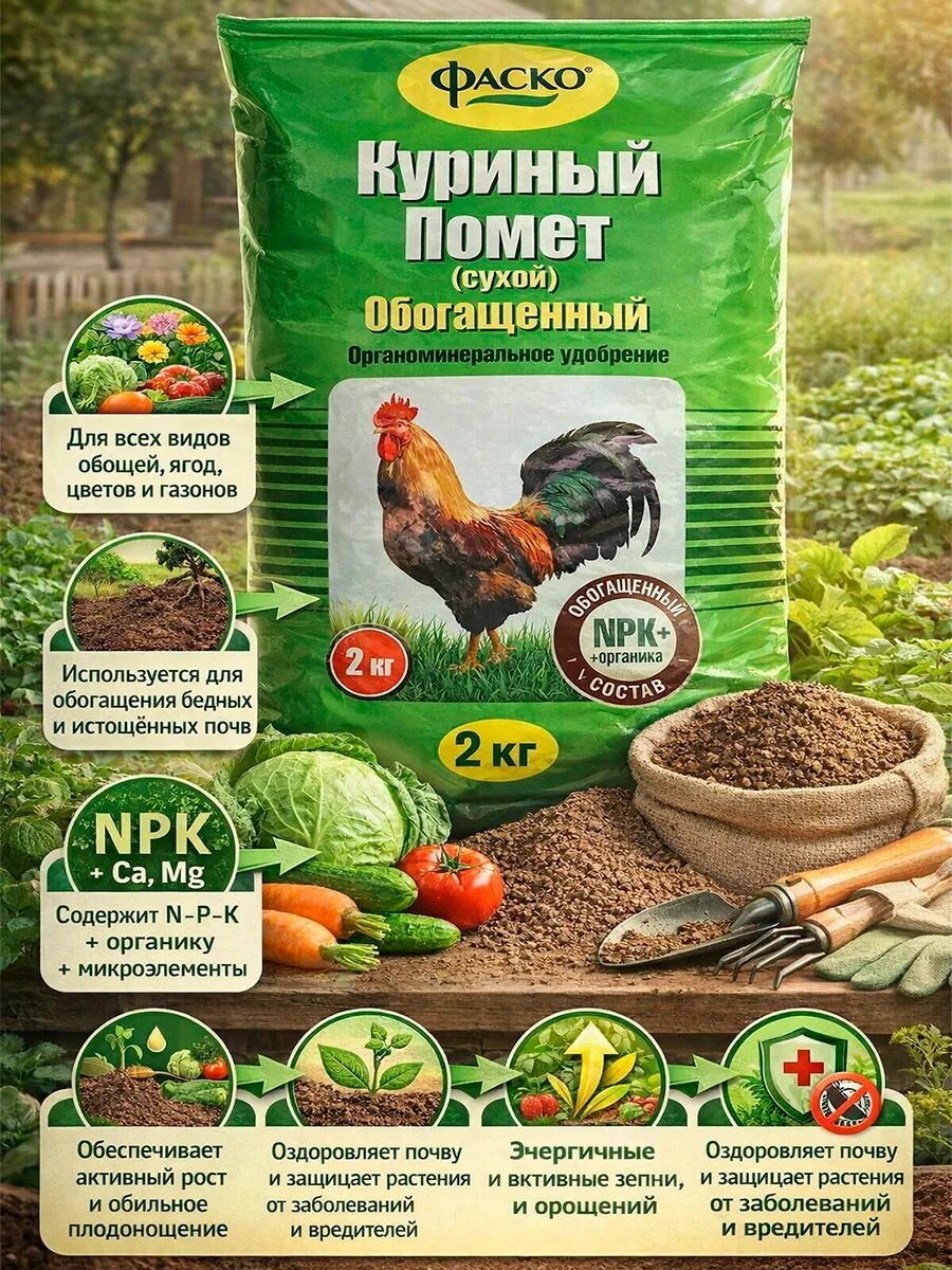 Куриное удобрение органическое (сухое) Обогащенный 2 кг