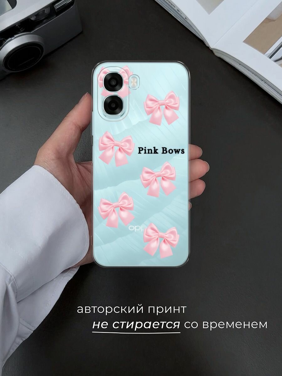 Чехол на Oppo A6x / Оппо A6x с принтом Pink Bows, прозрачный — фото 1