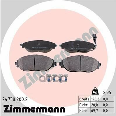 Колодки дисковые ! перед. 175x70x20 Seat Alhambra, VW Sharan 1.4/2.0TSi/2.0TDi 10> Zimmermann арт. 247382002