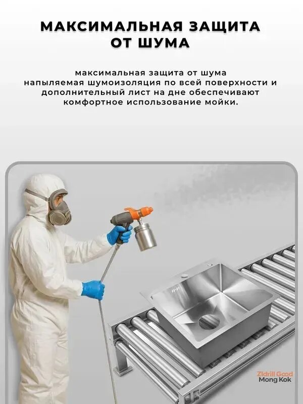 Мойка для кухни WISENT 50x40 из нержавеющей стали сатин с сифоном-ситечком, дозатором и коландером — фото 1
