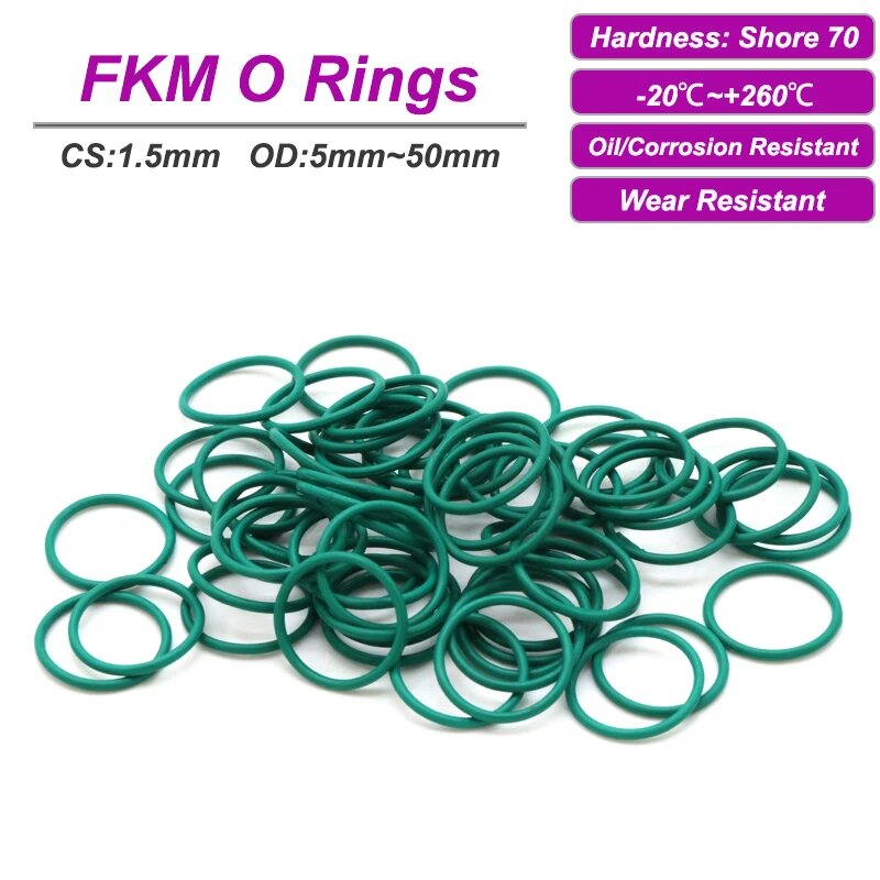 Уплотнительное кольцо FKM 1,5 мм OD5~50 мм OD 26mm ID 23mm, 10pcs